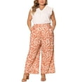 Agnes Orinda Plus Size Palazzo Pants for Women Floral Print High Waist ...
