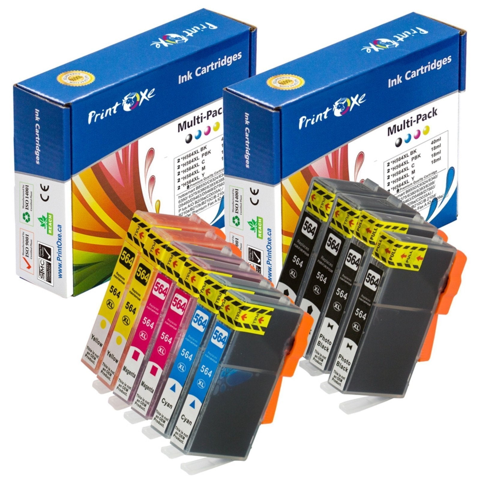 564XL Compatible 10 Ink Cartridges Replacement for HP With Up To Date Chips (2 Large Black  2 Photo Black  2 Cyan  2 Magenta  and 2 Yellow) 564