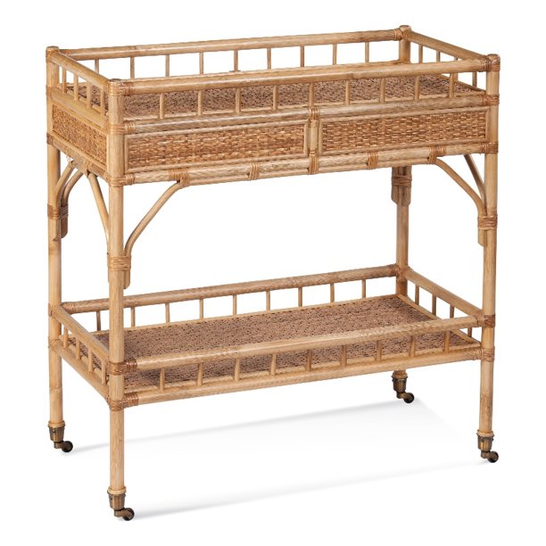 Seaview Wicker / Rattan Bar Cart in Brown - Walmart.com