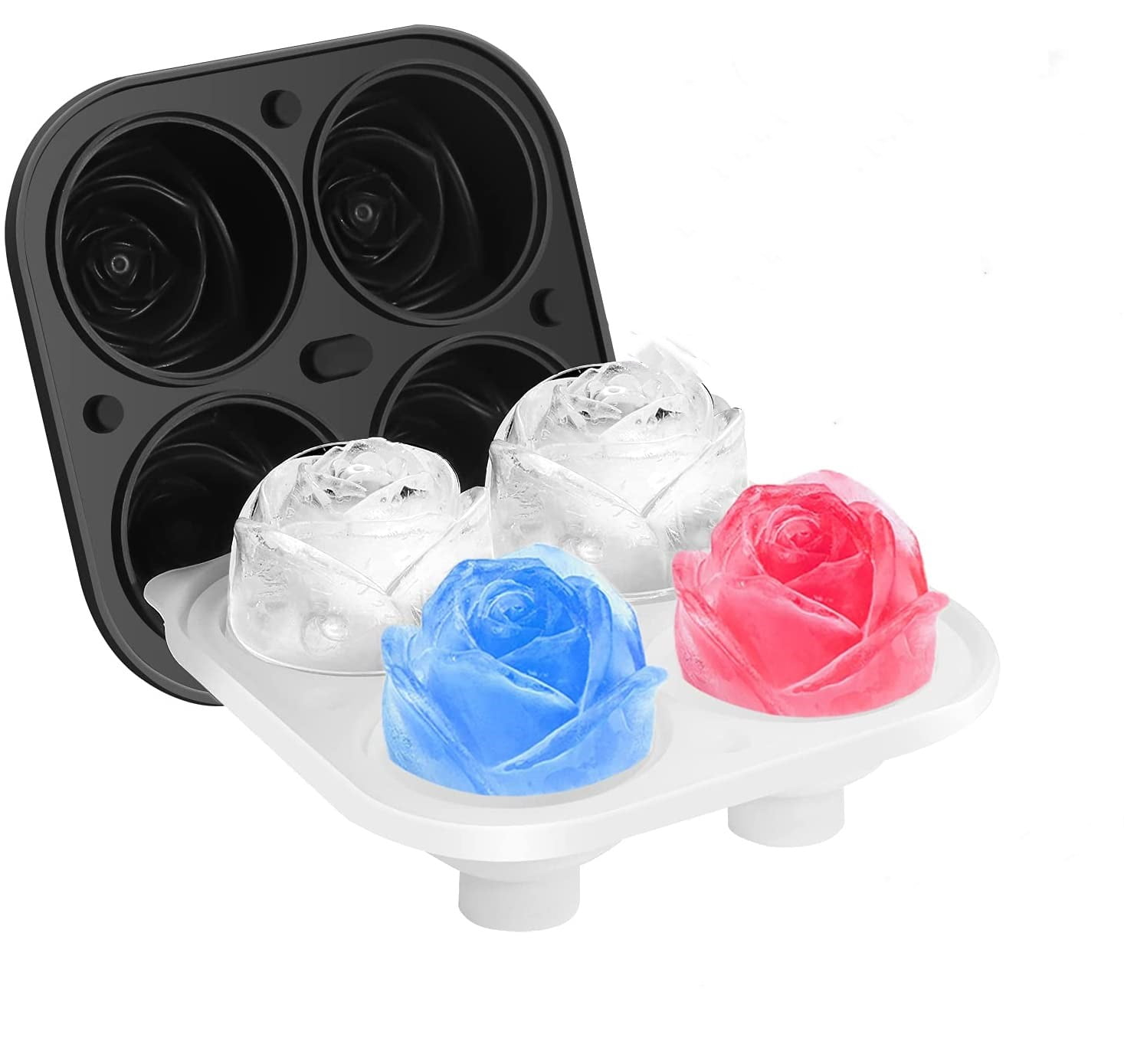 Silicone Rose Ice Cube Tray, Easy Release Large Novelty Ice Ball Maker ...