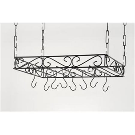 Concept Housewares PR-40530 Black Metal Scrolled Iron Kitchen Pot Rack ...