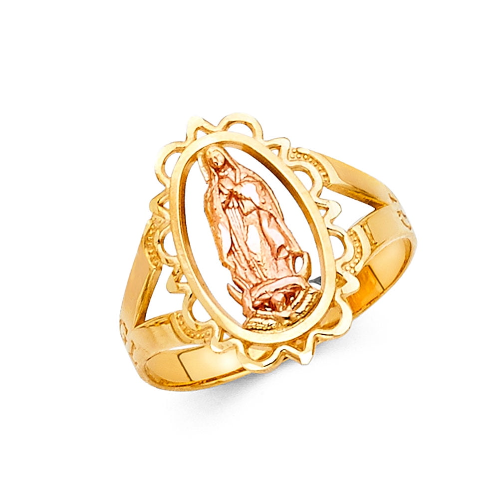 Jewels By Lux 14K White Yellow and Rose Three Color Gold Our Lady of ...