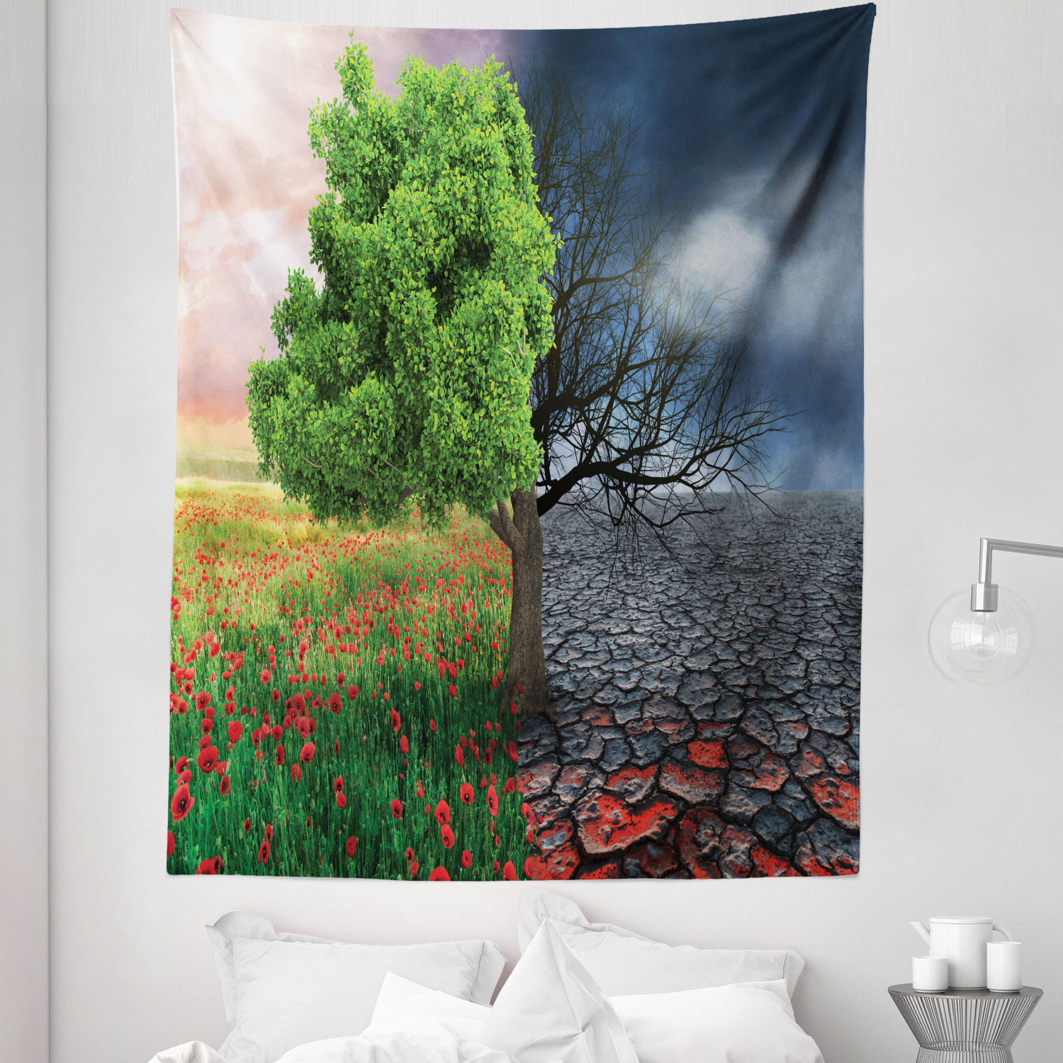 Trees Tapestry, Eco Concept Photo of Climate Change Awareness Bare and ...