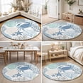 Blue Ocean Crab Area Rugs 4' (Round) Nautical Sea Watercolor Teal ...