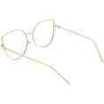 Womens Oversize Metal Cat Eye Glasses Slim Arms Flat Lens 59mm Matte