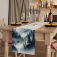 Blue Black Foggy Forest Burlap Cotton Table Runner 13x36 Inches Short ...