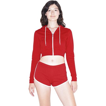 American Apparel Women's Interlock Running Short, Red/White, X-Large ...