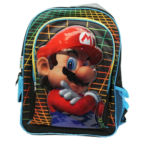 Super Mario Full Size Backpack With Mario Folding His Arms Graphic ...