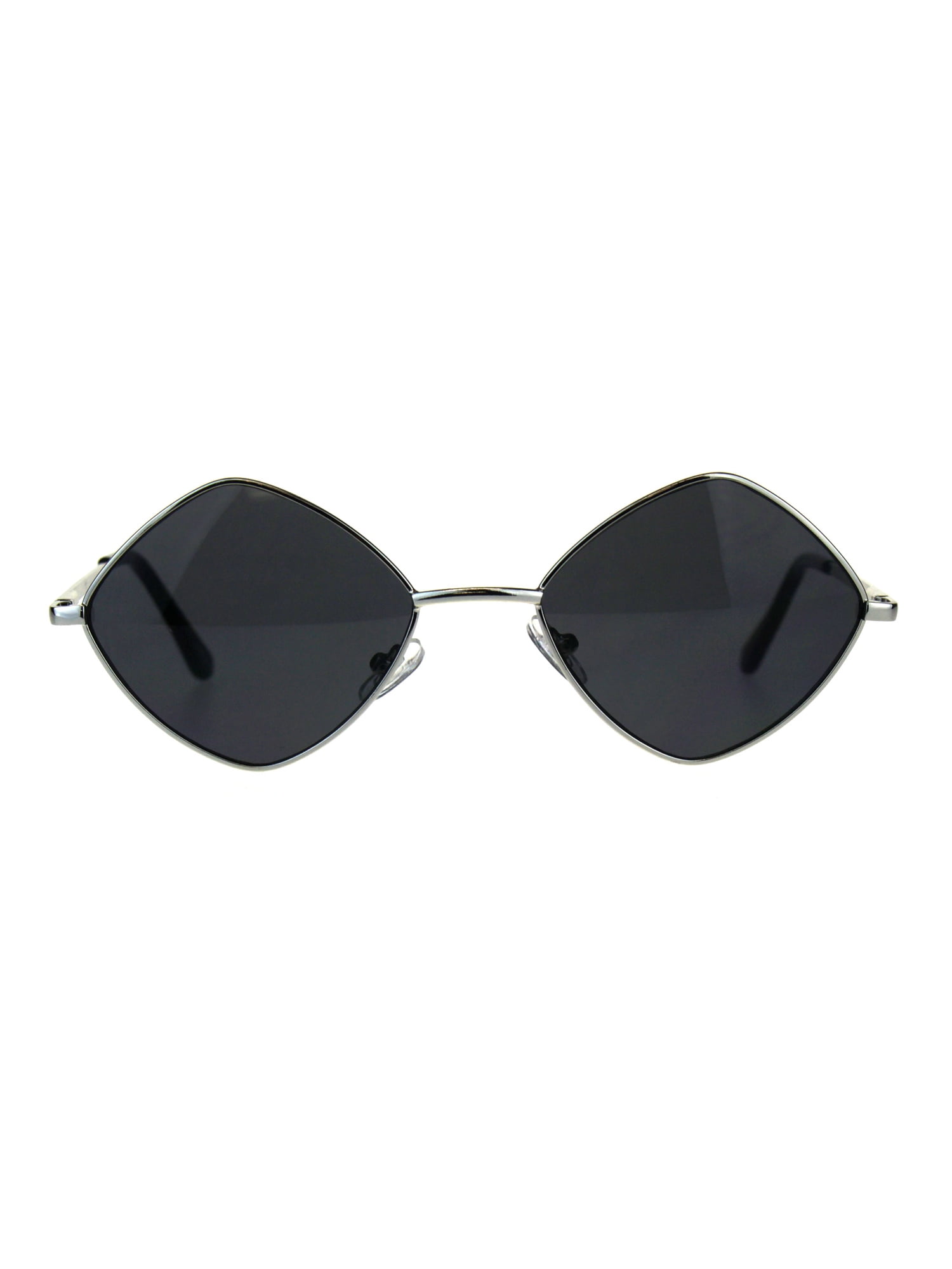 Mens Pimp Hippie Diamond Rectangular Square Metal Rim Sunglasses Silver ...