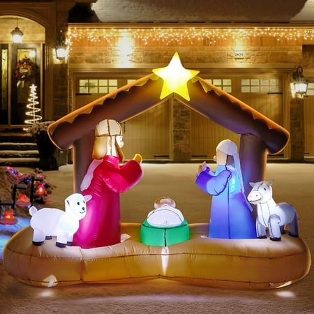 6.5 FT Christmas Inflatable Nativity Scene Outdoor, Nativity Sets, Xmas ...
