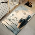 50*80cm Zen Bamboo & Stacked Stone Print Flannel Bath Mat, Non-Slip ...