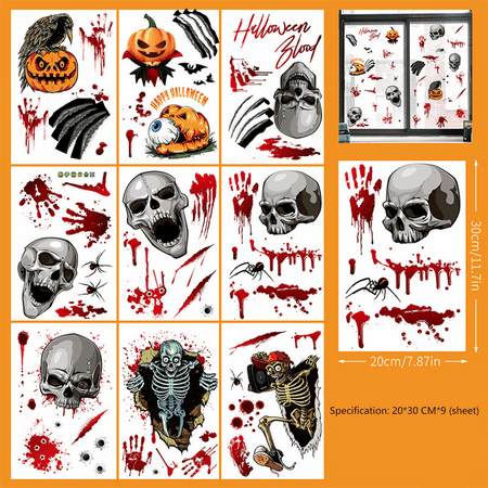 Halloween Window Stickers, Scary Static Window Stickers, 1 Piece 9 Dead ...