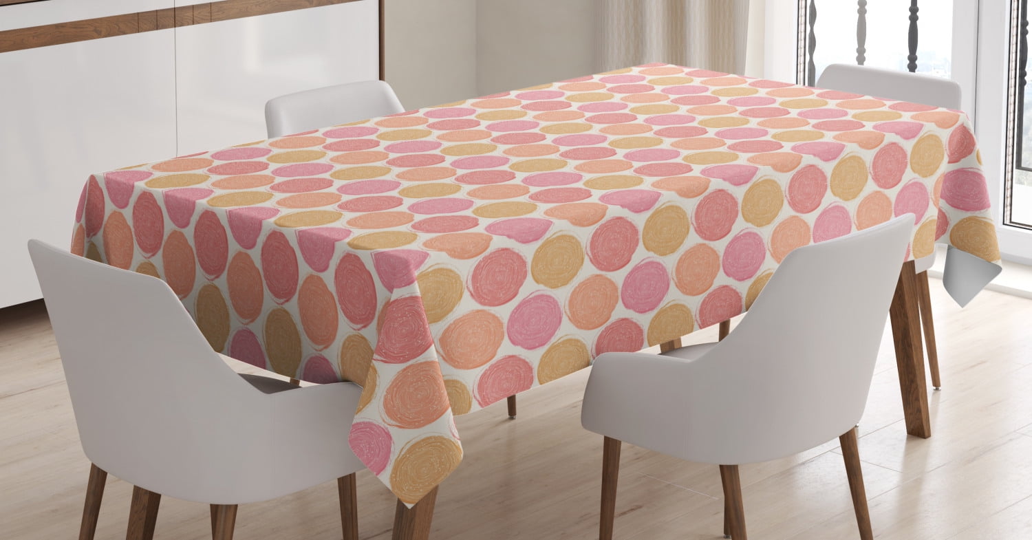 Pastel Tablecloth, Uneven Circles in Pink Tones with Smudged ...