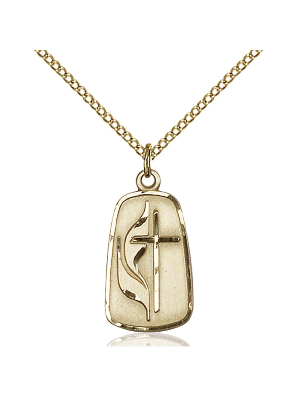 Gold Filled Methodist Pendant 7/8 x 3/8 inches with Gold Filled Lite ...