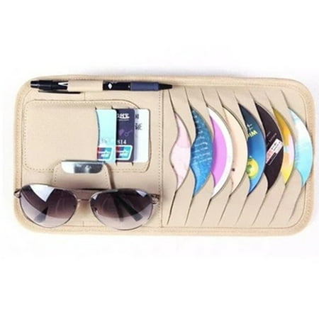 Faux Leather Sun Visor Bag Car Sun Visor Organizer CD Bag Sunglasses ...