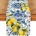AUQ Lemon Blue and White Porcelain 210 Gsm Summer Table Runner,Seasonal ...