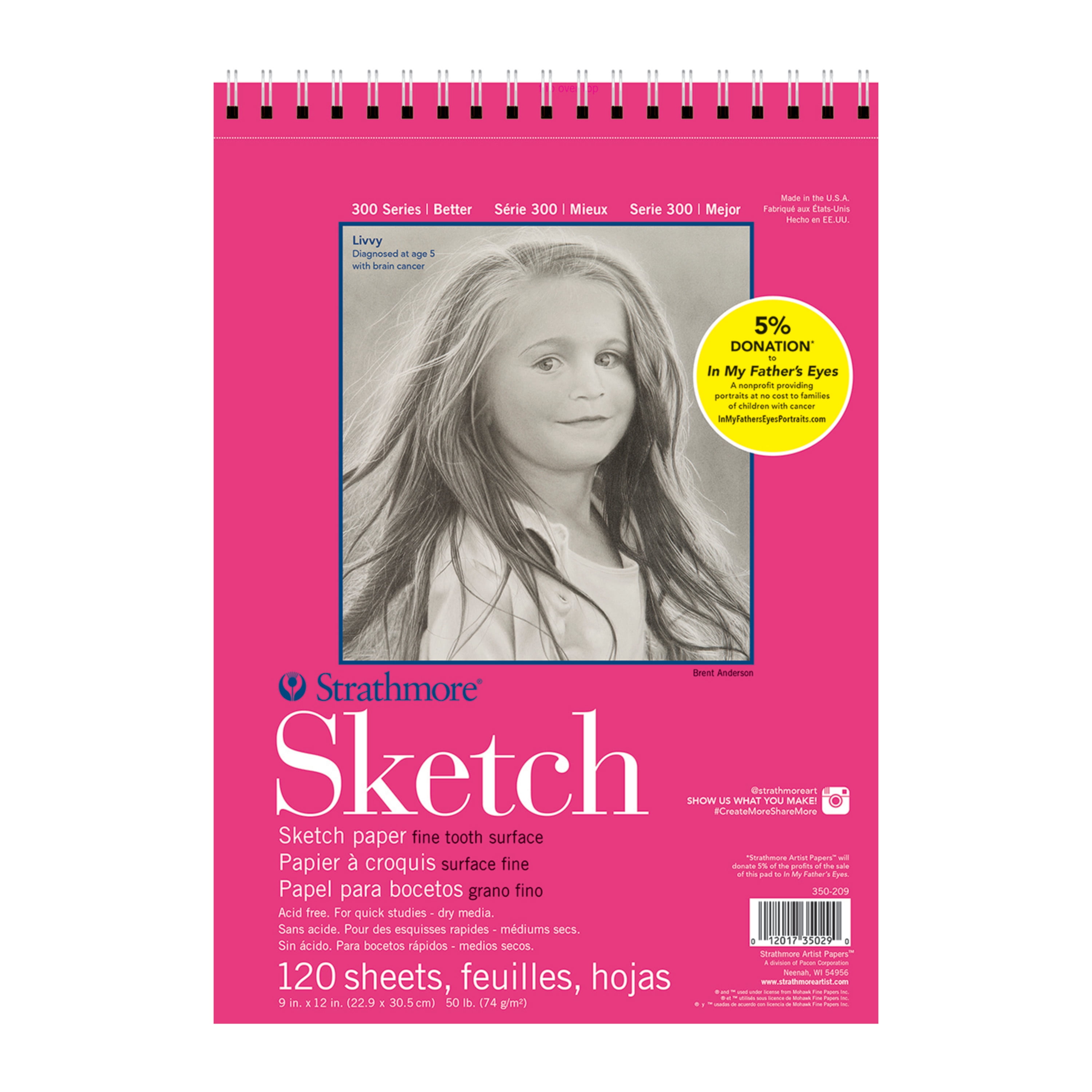 Strathmore Windpower Sketch Pink Pad, 300 Series, 9in x 12in, 120 ...