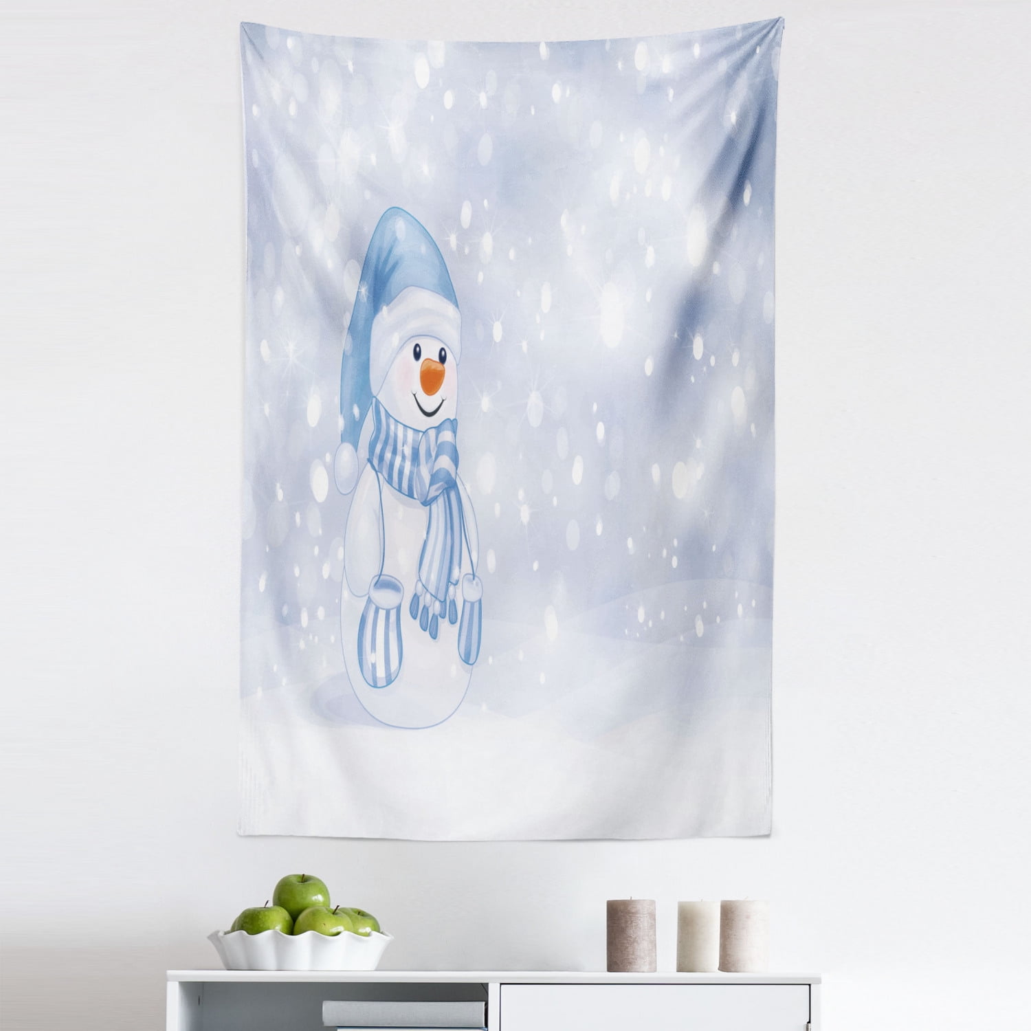 Winter Tapestry, Design Happy Snowman Cartoon Style Merry Christmas ...