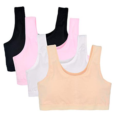 VeaRin Girl's Seamless Foam Bra Cotton Crop Bralette Camisole Pack of 4 ...