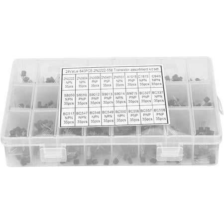 Xizioo Three Pin Silicon Transistor Kit, 840pcs NPN PNP TO-92 2N2222A ...