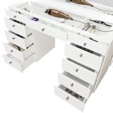 Ember Interiors Ibbie Modern Vanity Table - Lighted Mirror, 11 Drawers ...