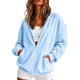 Bexdxz Women's Fashion Casual Lightweight Loose Fit Zip-Up Jacket for ...