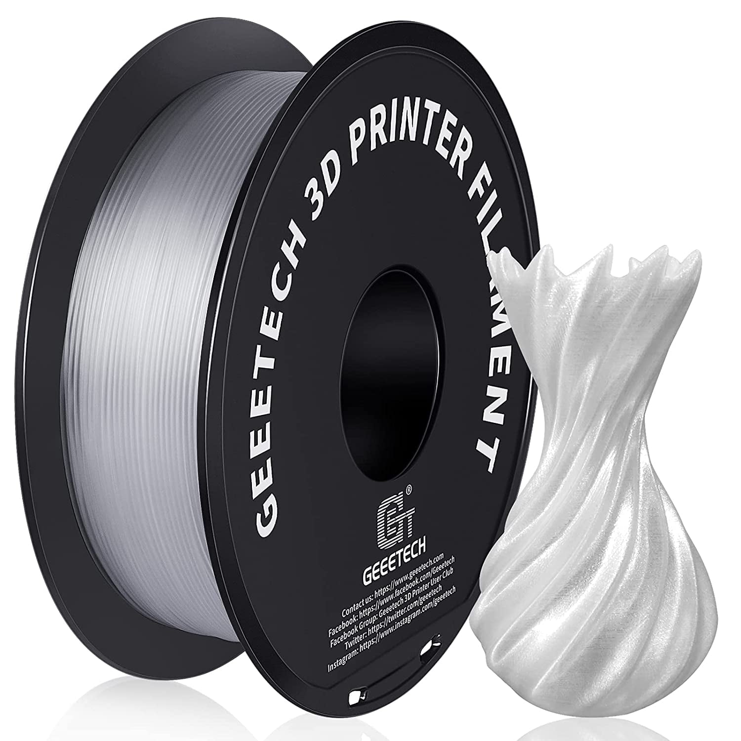 GEEETECH 3D Printer PETG silver Filament 1.75mm 1kg Spool (2.2lbs ...