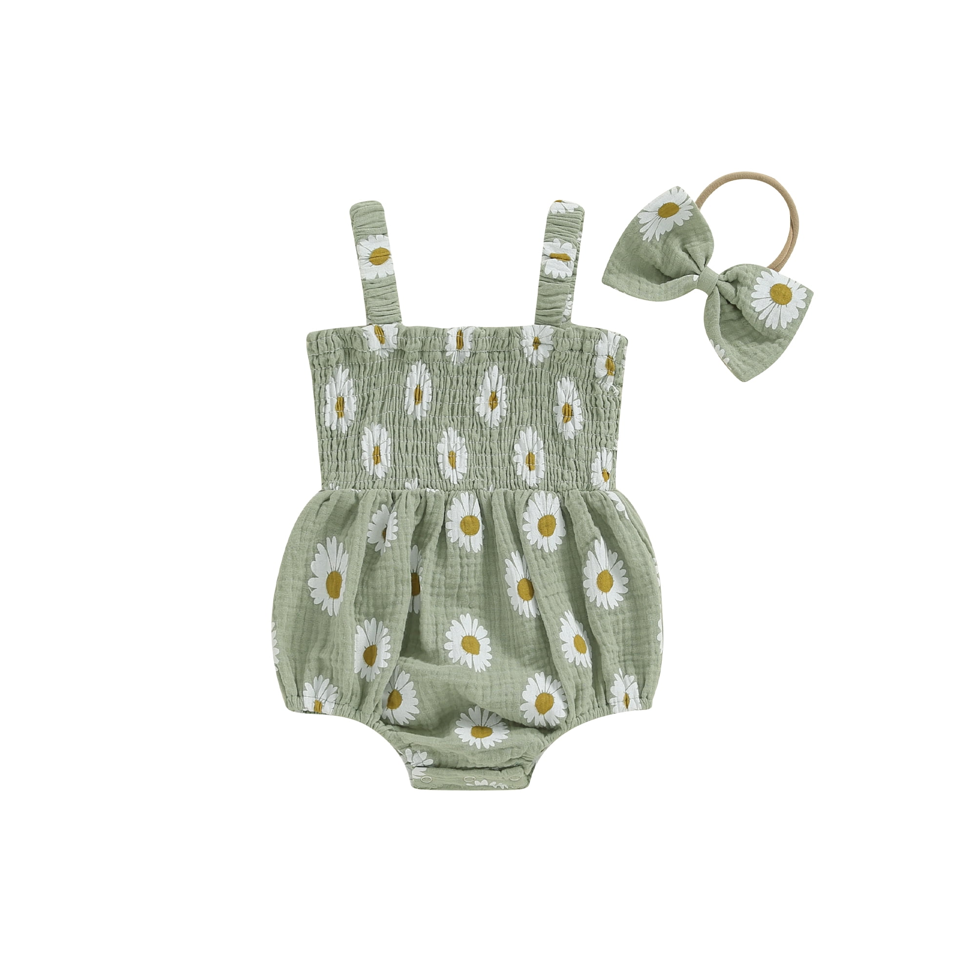 Click here for Pudcoco Baby Girls Summer Romper Daisy Print Frill... prices