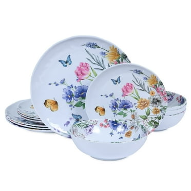 12 Piece Melamine Dinnerware Sets - Plates And Bowls Sets Floral ...