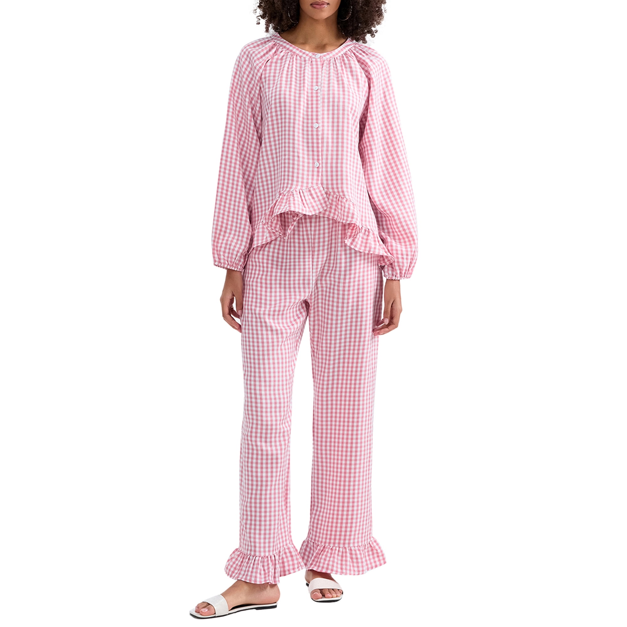 Click here for Gupgi Women Plaid Pajama Sets 2 Piece Lounge Set L... prices