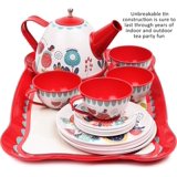 Style-Carry Tea Set for Little Girls, Pretend Play Tea Party Set, Floral Design Kids Tin Tea Set ...