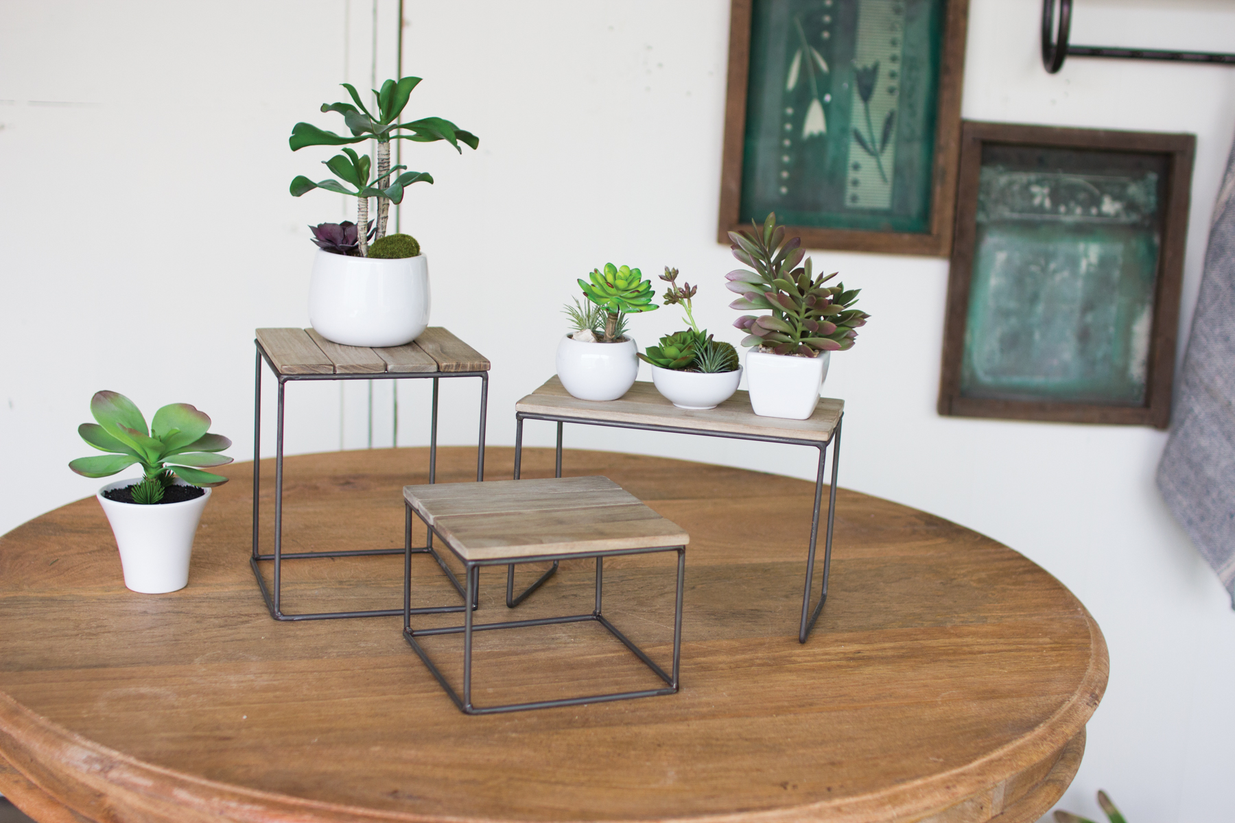 Kalalou Set of 3 Wood and Metal Table Top Risers CQ6776 - Walmart.com ...