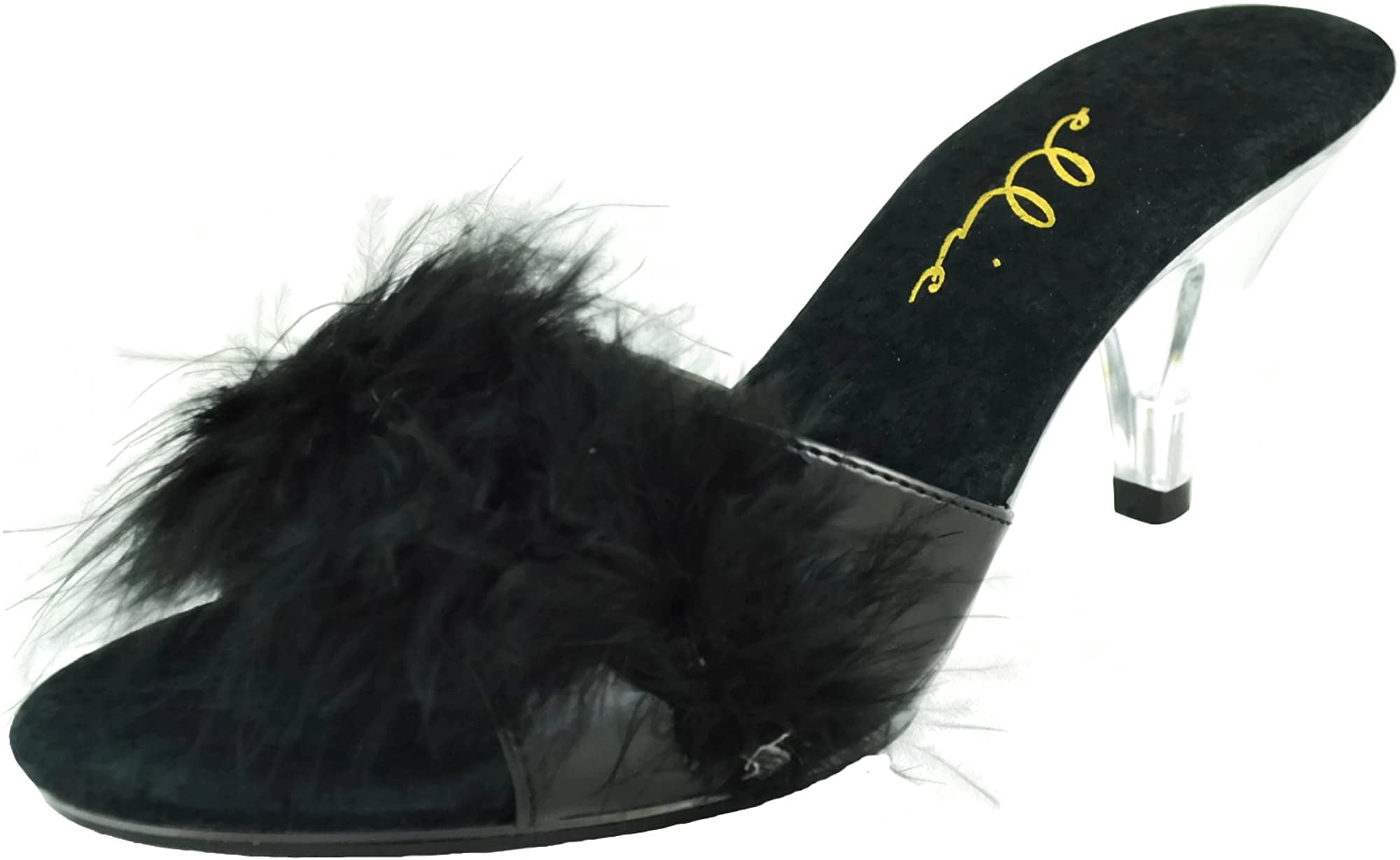 Ellie Womens 305-Sasha Marabou Slipper - Faux Fur 3-Inch Slides ...
