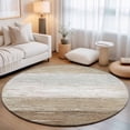 Brown Gray 4FT Round Area Rugs White Gradient Rustic Striped Minimalist ...