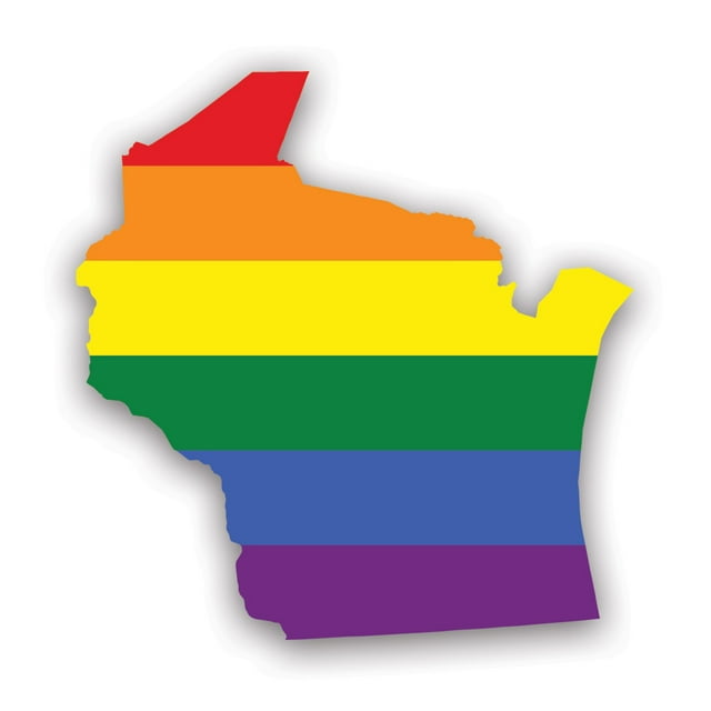 Wisconsin State Shaped Gay Pride Rainbow Flag Sticker Decal - Self ...