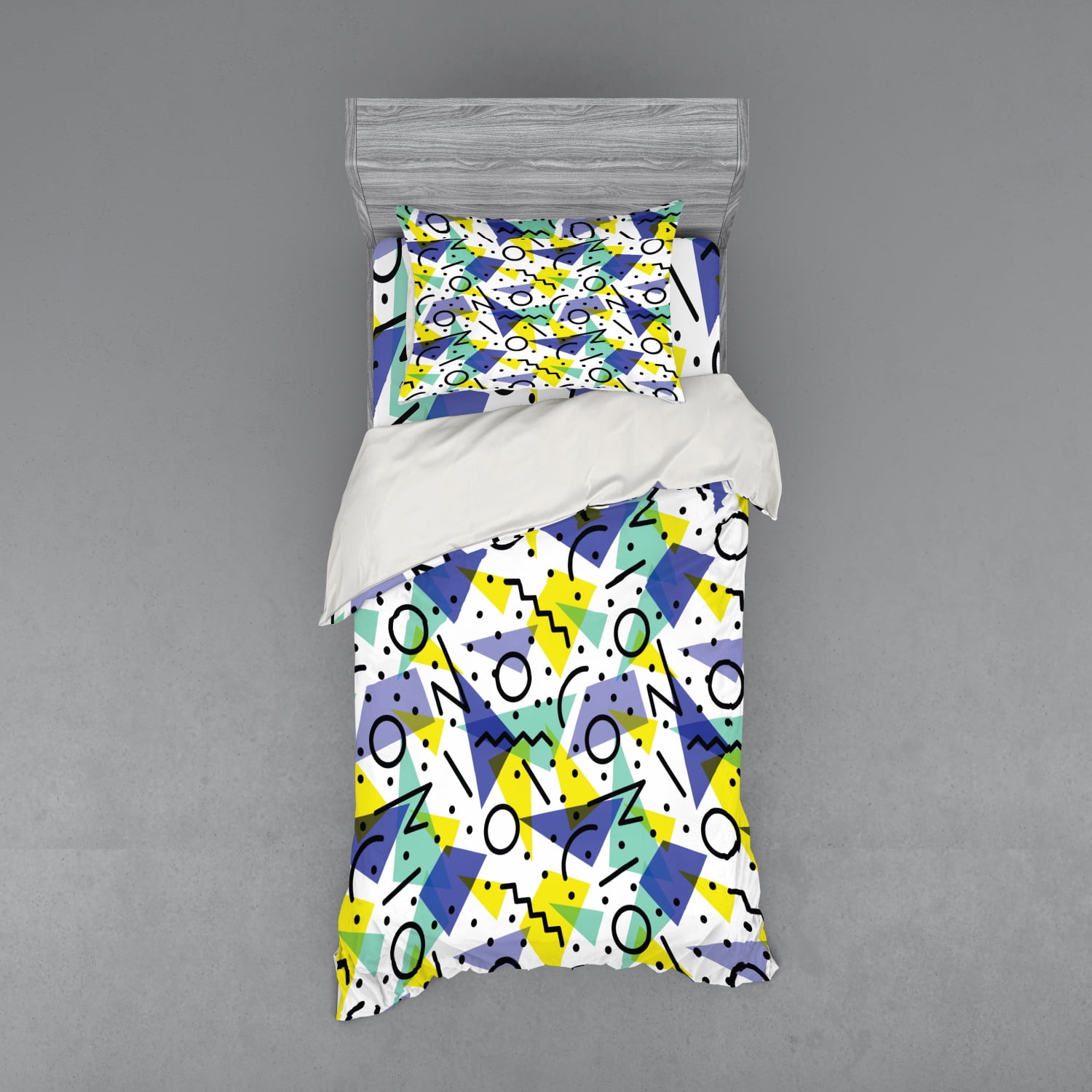 Modern Duvet Cover Set, Geometrical Retro 80s Themed Image Lines ...