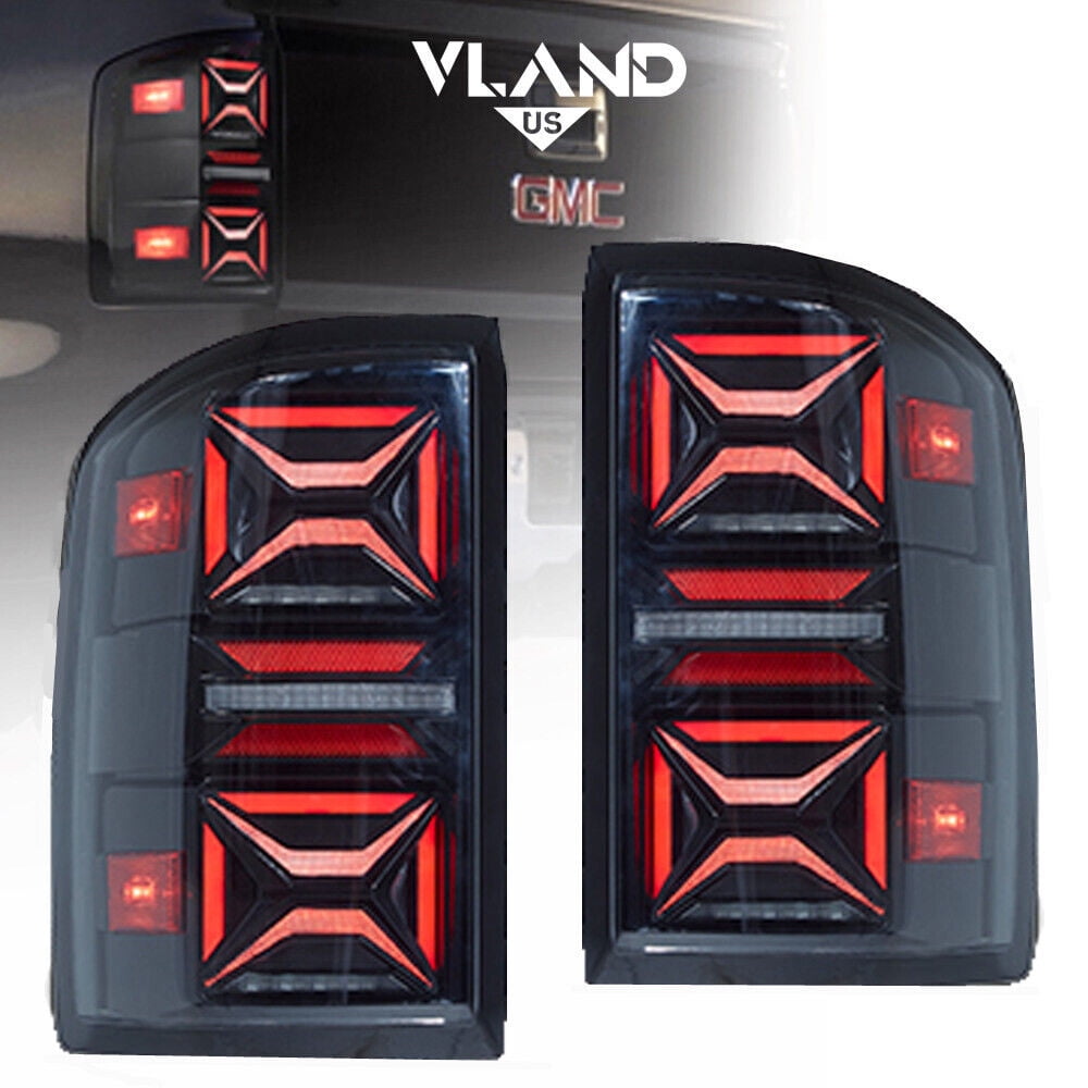VLAND Clear LED Tail Lights For 2014-2018 GMC Sierra 1500 2500 HD 3500 ...