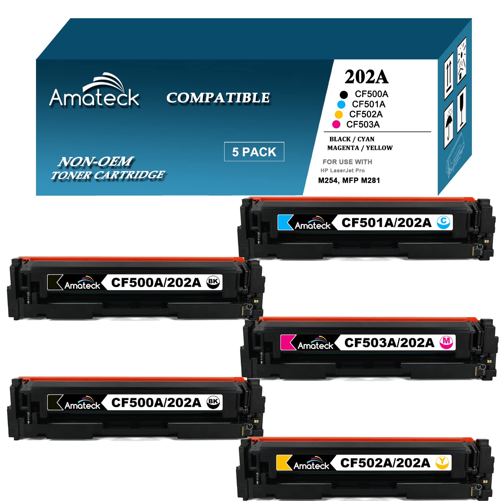 Amateck Compatible Toner Cartridge Replacement for HP CF500A CF501A ...
