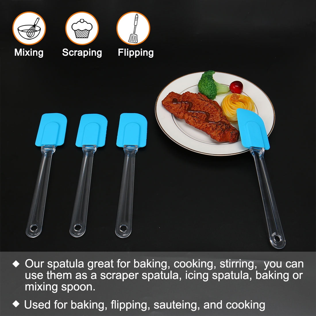 4pcs Kitchen Utensils Flexible Silicone Spatula Heat Resistant Rubber ...