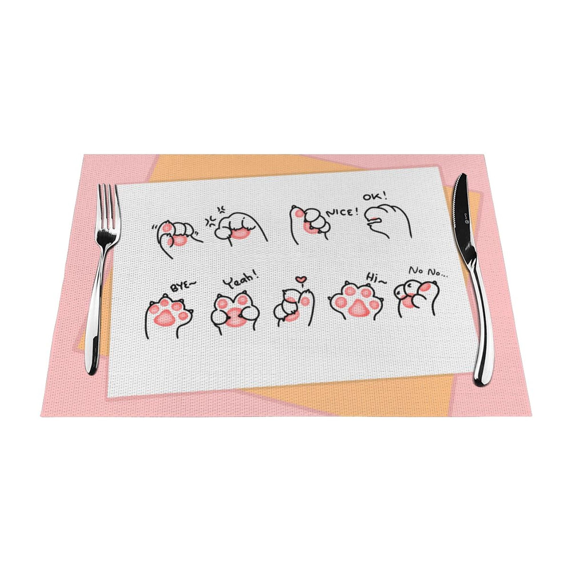 YFYANG Washable Heat-Resistant Placemats, 70% PVC/30% Polyester, Funny ...