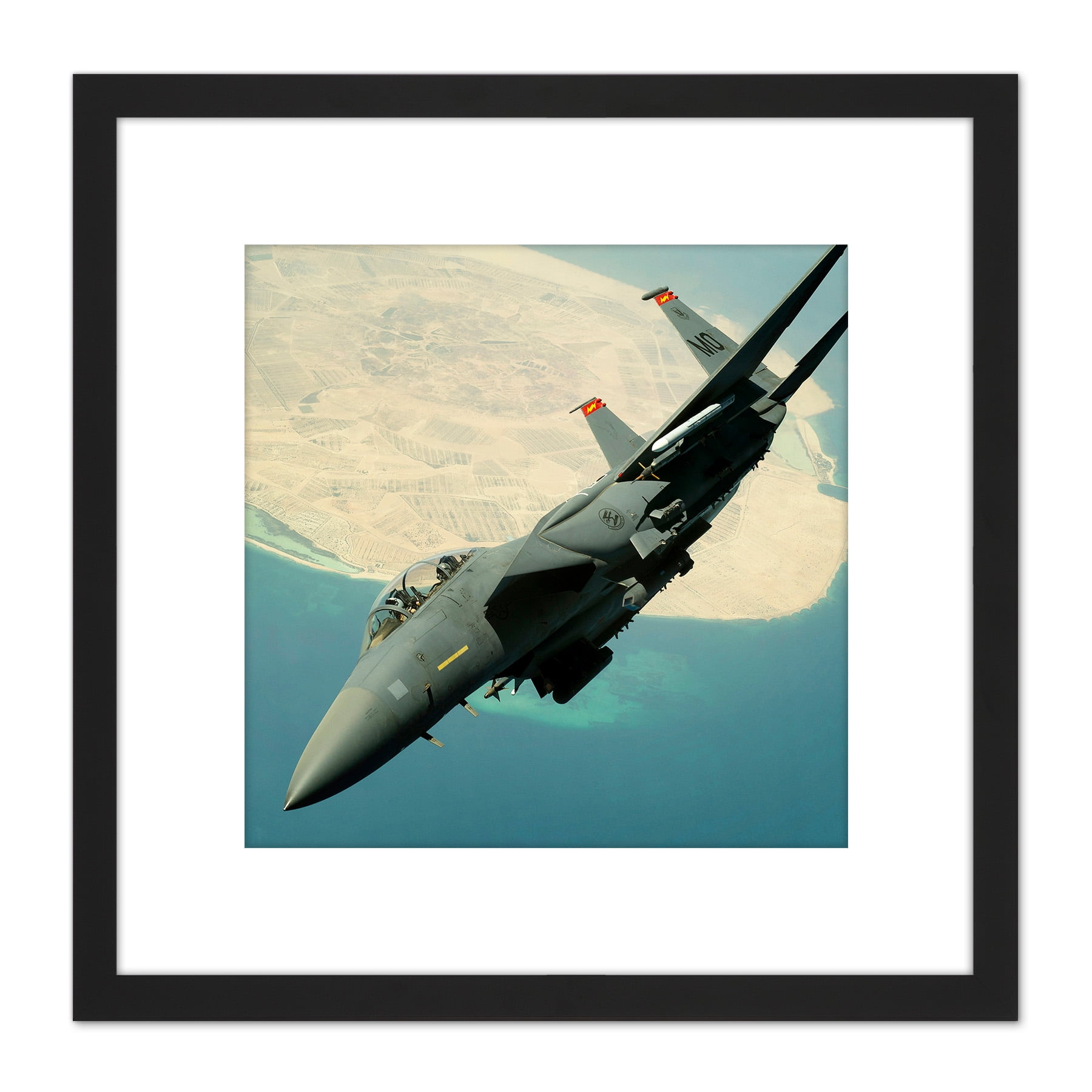 Military USA USAF F-15E Strike Eagle Jet Fighter 8X8 Inch Square Wooden ...