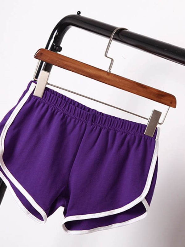 New Summer Shorts Women Color Block Casual Shorts Workout Waistband ...
