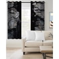 Black Broken Stone Blackout Curtains for Bedroom/Living Room, Thermal ...