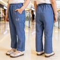 Afdoent Girls Pants Summer Denim Pants Lightweight Flared Trousers ...