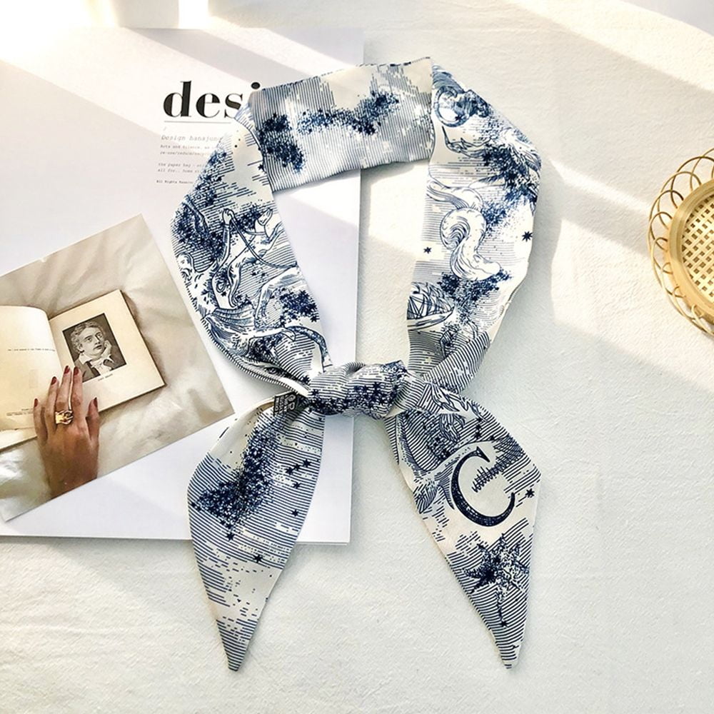 Retro Cloth Women Long Ribbon France Bow Silk Scarf Satin Head Rope ...