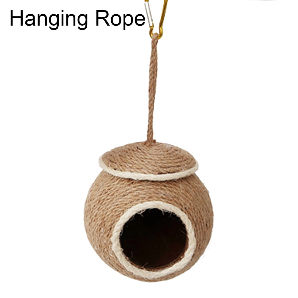 Small Pet Parrot Hamster Coconut Shell House Nest Hanging Swing Hammock ...