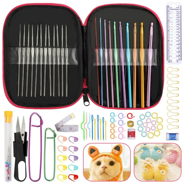 100pcs Crochet Hooks Set, EEEkit Yarn Knitting Needles Sewing Tools ...