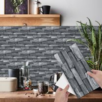 Gray Brick Mosaic Wall Stickers 11.8x5.9" Self Adhesive Vinyl Wallpaper ...