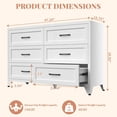 Metal 6 Drawer Dressers for Bedroom, 47" Wide White Steel Chest of ...