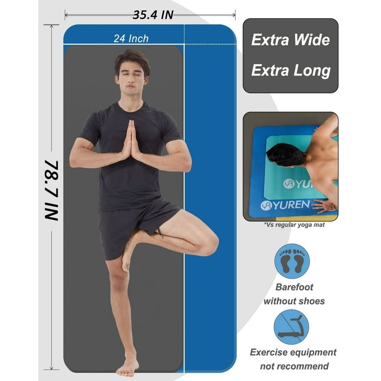 Workout Mats Large Yoga Mat (75 * 52 * 1/2inch),Extra Wide TPE Exercise ...
